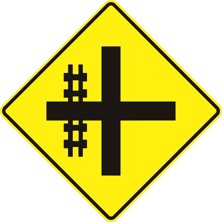 Railroad Crossing on Left/Right of Intersection Symbol