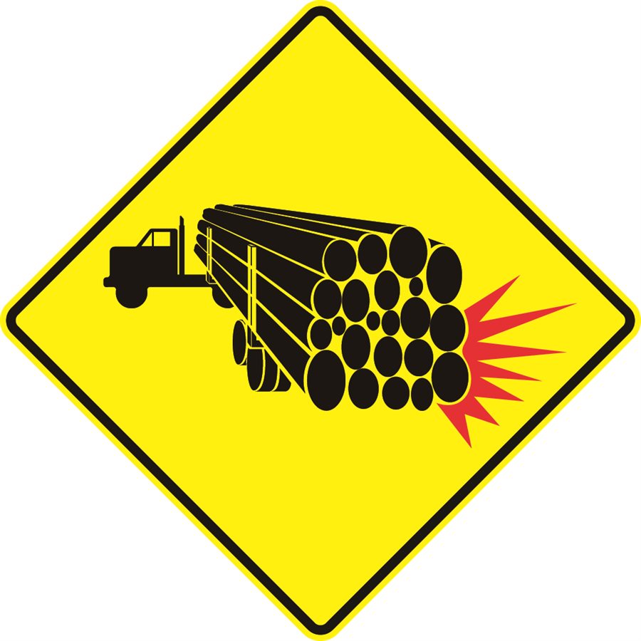 Long Overhang on Turning Logging Truck Hazard Symbol - Right